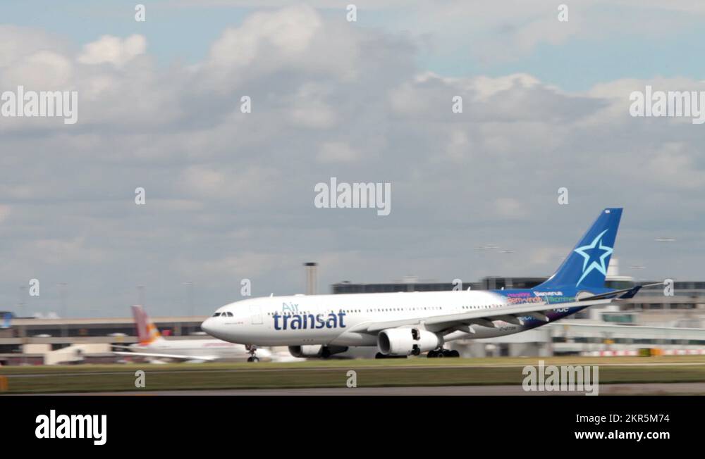 air transat airbus a330 taxiing past control tower, Manchester Stock ...