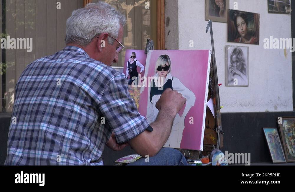 Street painter in Tbilisi, Georgia, art, painting, artist, public Stock ...