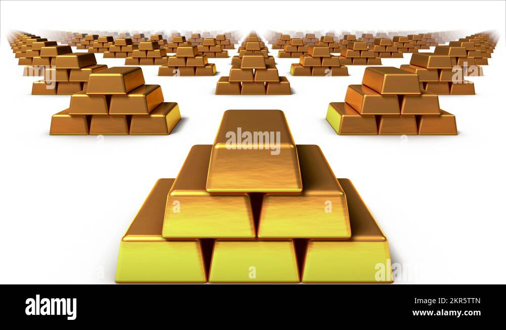 Dolly over many Gold bars to single Gold bar Stock Video Footage - Alamy