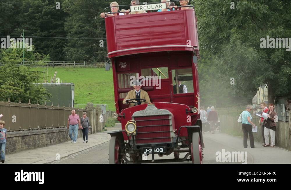 Vintage double decker bus at beamish living museum, england Stock Video ...
