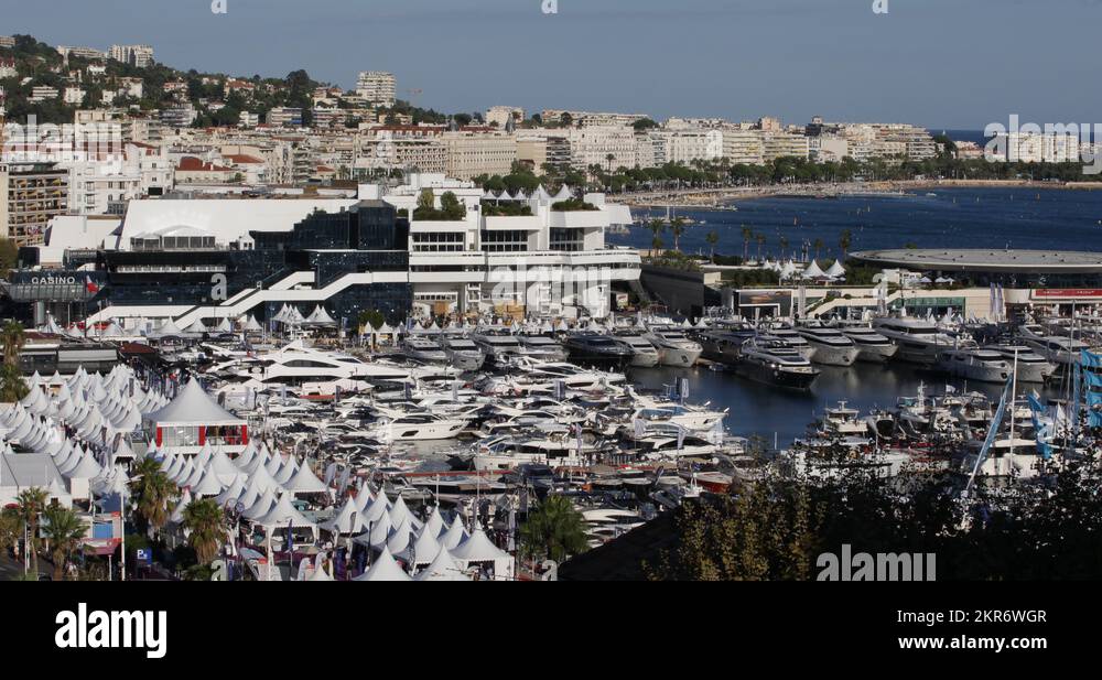 Ultra HD 4K view Le Suquet The Old Town and Port Le Vieux of Cannes ...