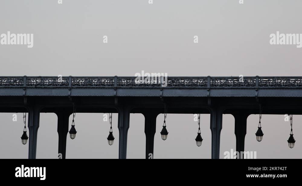 UHD Ultra HD 4K Paris Metro Public Subway System Train Passing Bridge ...