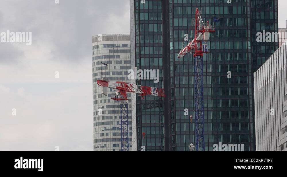 Ultra HD 4K Tower Crane Concrete Blocks Load Under Construction ...