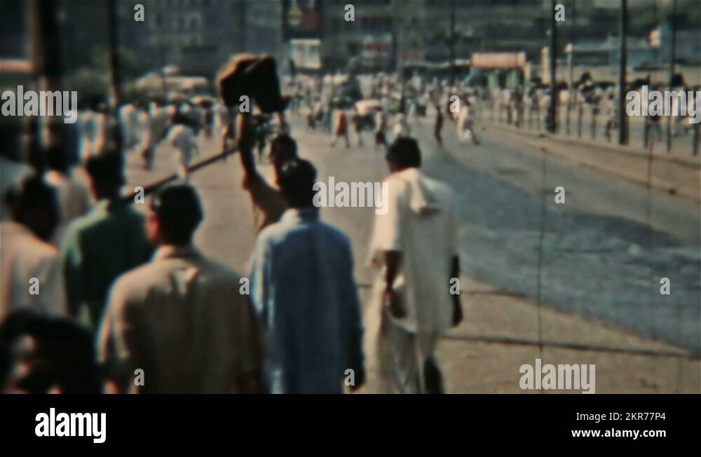 India Circa 1960 vintage Busy road people carts and cars HD 0079 Stock ...