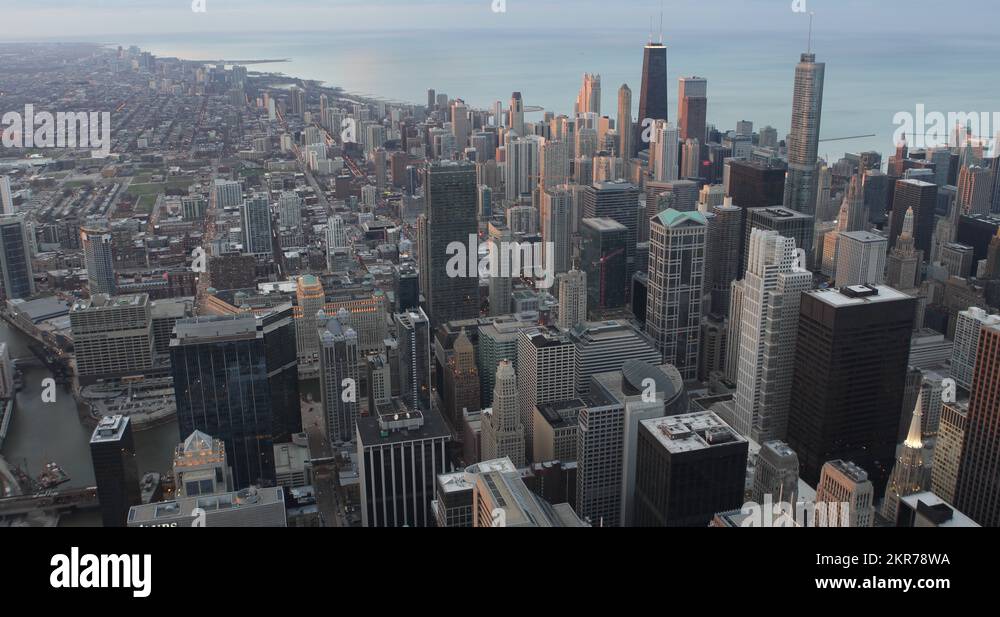 Ultra HD 4K Apartments Windows looking Sunset view Downtown Chicago ...