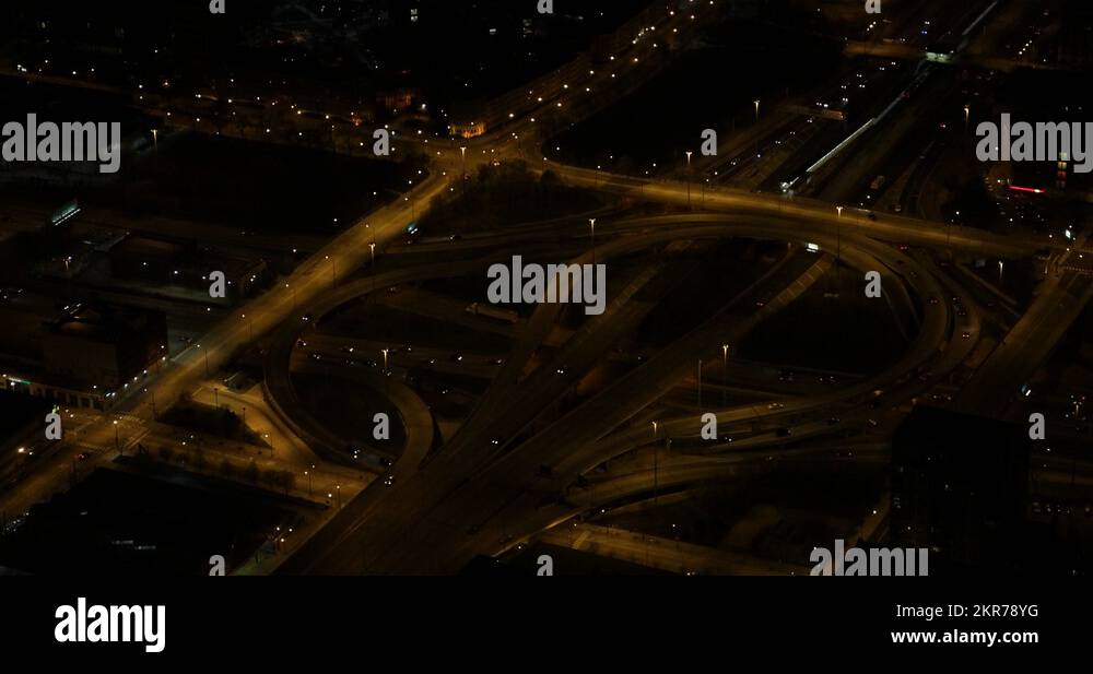 Ultra HD 4K Illuminated Chicago Interstate 290, Circle Interchange ...