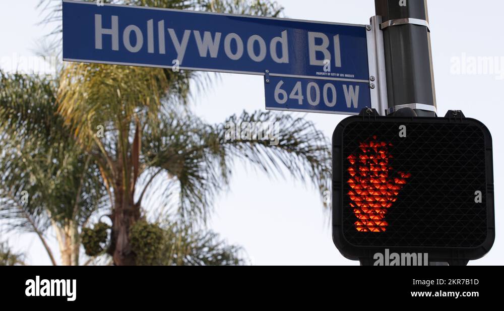 Ultra HD 4K Crosswalk Hollywood Street Sign Traffic Light Los Angeles ...