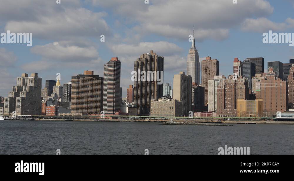 UHD 4K New York City Skyline United Nations UN Chrysler Building Trump ...