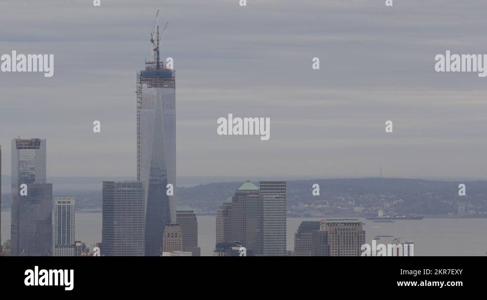 UHD 4K Aerial View Manhattan NYC One World Trade Center WTC Under ...