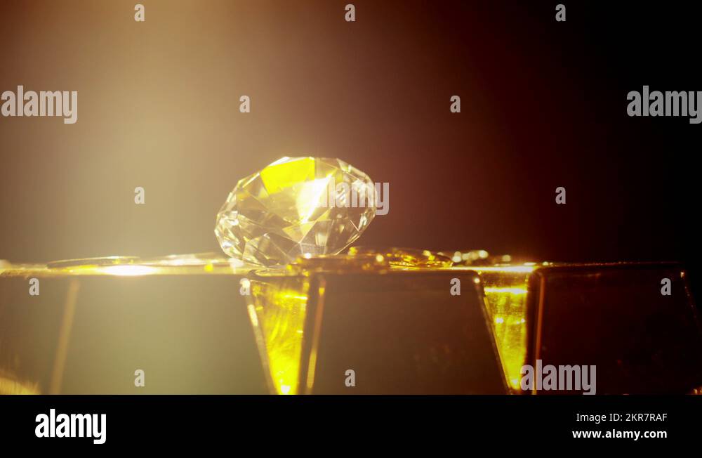 Gold bars, coins and riches. A scene of cluttered treasure and diamonds ...