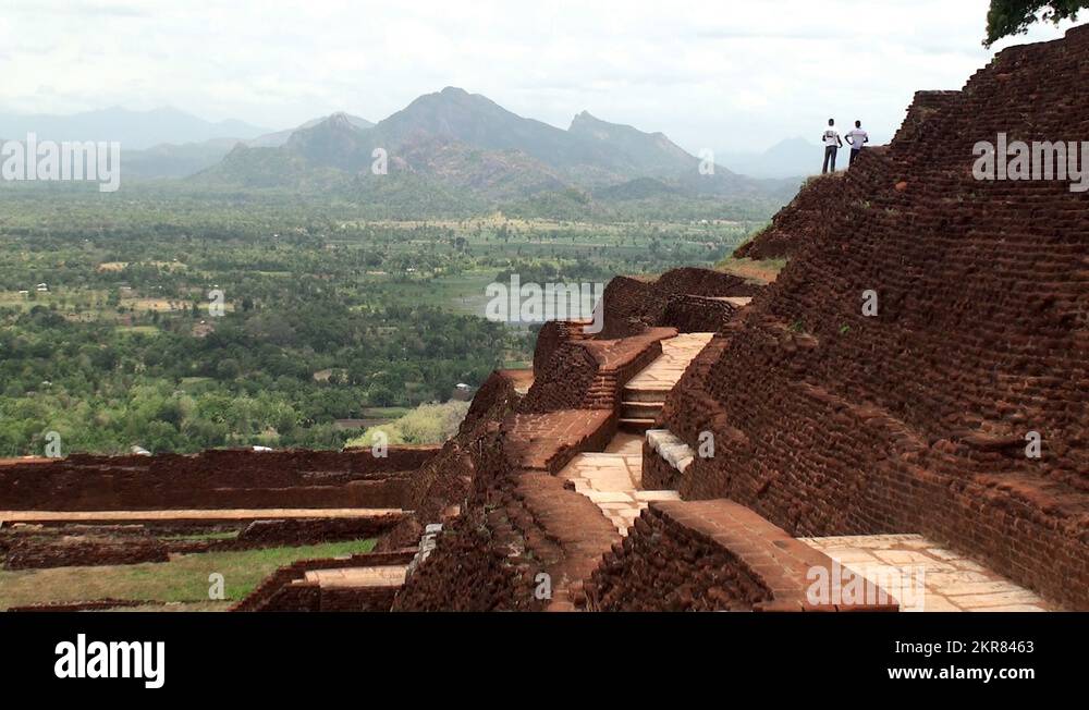 Ruins of the upper Sigiriya palace at the top of the mount. Sri Lanka ...