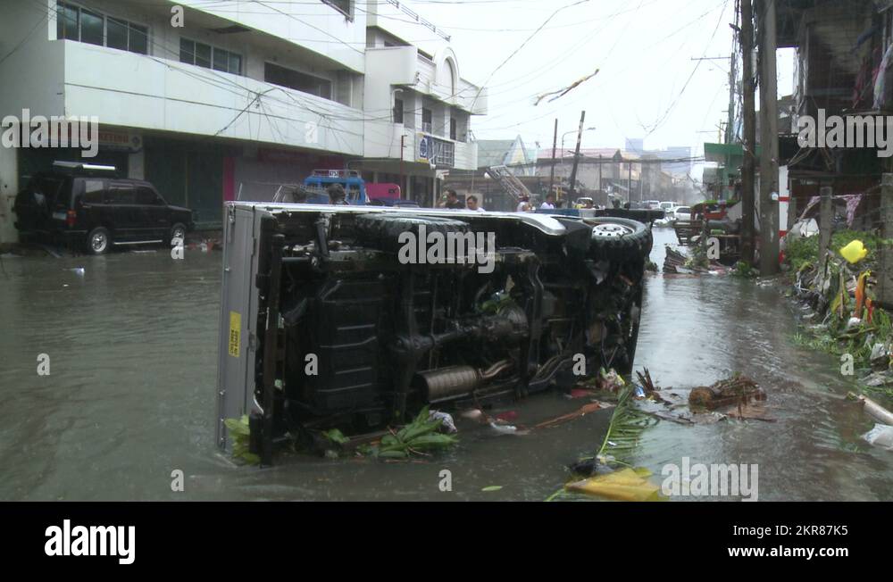 Typhoon Haiyan Devastation Storm Surge Flooding Tacloban Stock Video ...