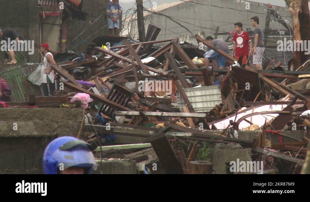 Typhoon Haiyan Storm Surge Destruction In Tacloban Stock Video Footage ...