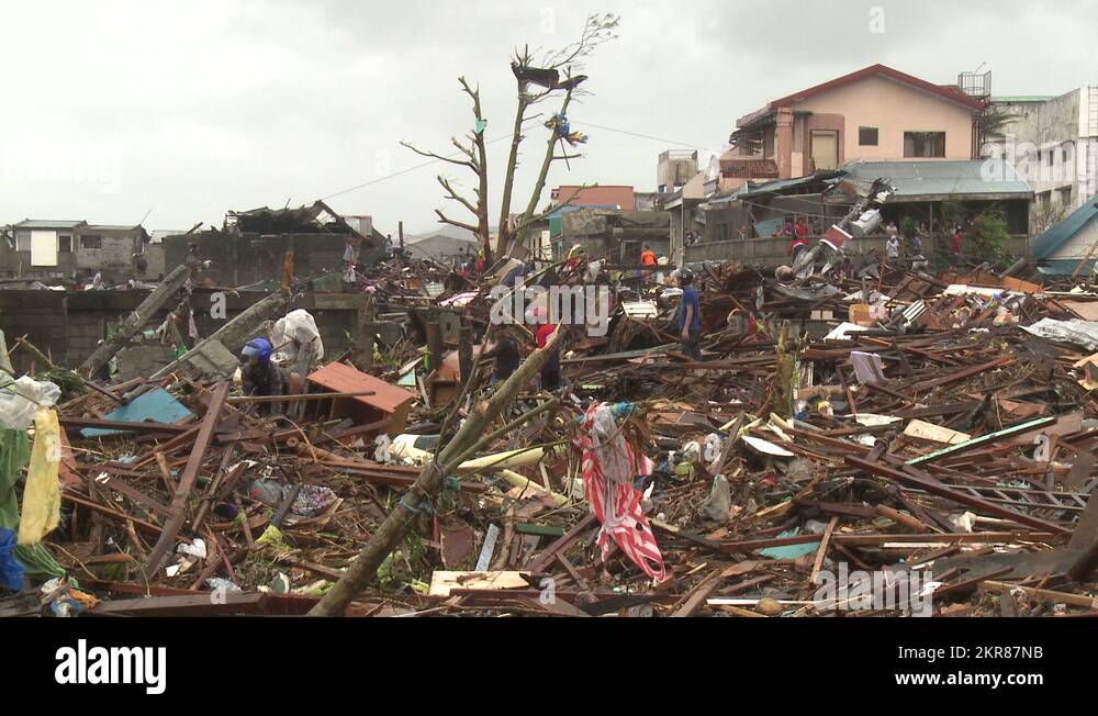 Typhoon Haiyan Storm Surge Destruction In Tacloban Stock Video Footage ...