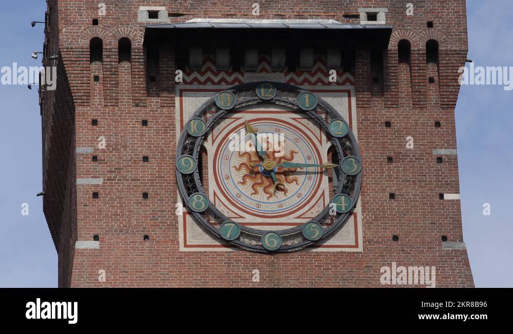 Iconic Historic Central Clock Tower Sforzesco Castle Milan Italy ...
