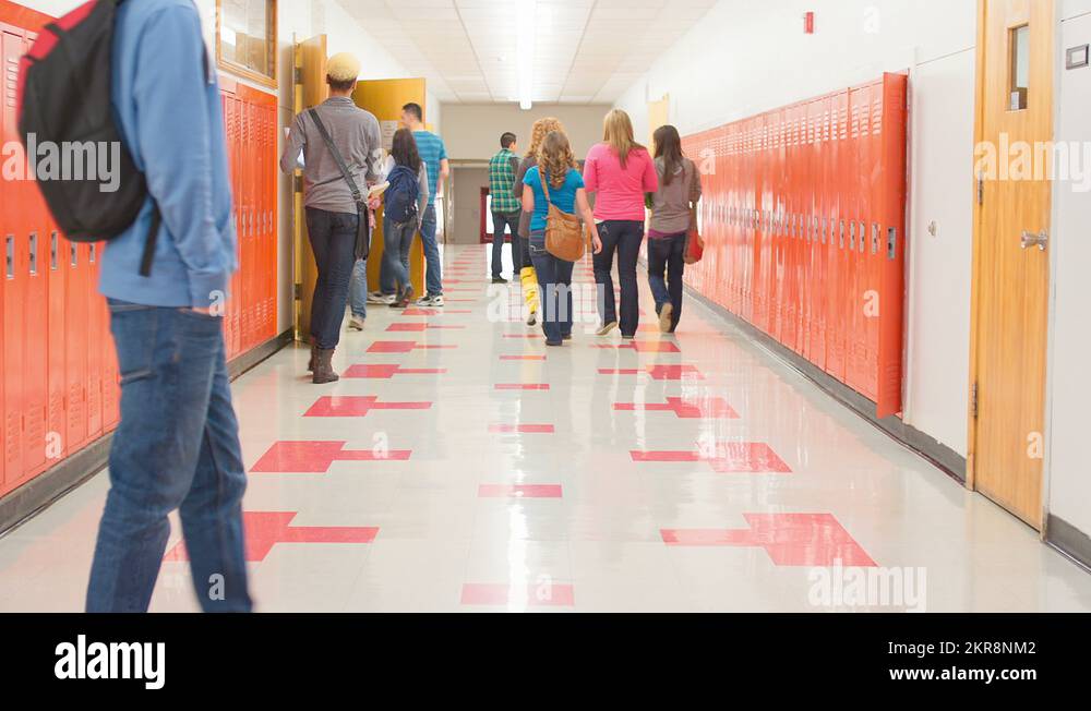 Busy School Hallway