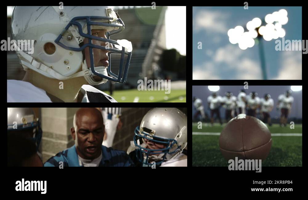 montage grid of related scenes of football players Stock Video Footage ...