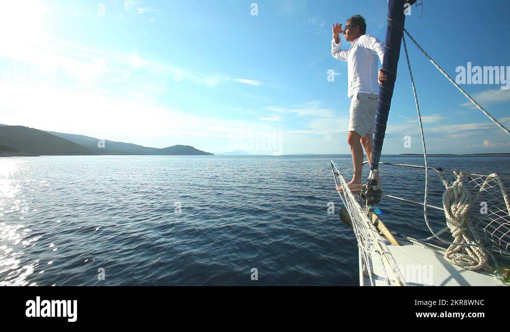 Sail boat bow man standing Stock Videos & Footage - HD and 4K Video ...