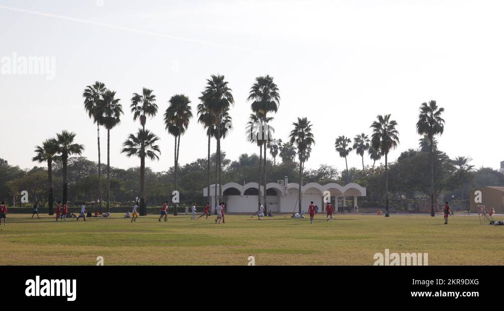 Ultra HD 4K Dubai People Sport Playing Football Soccer Field Children ...