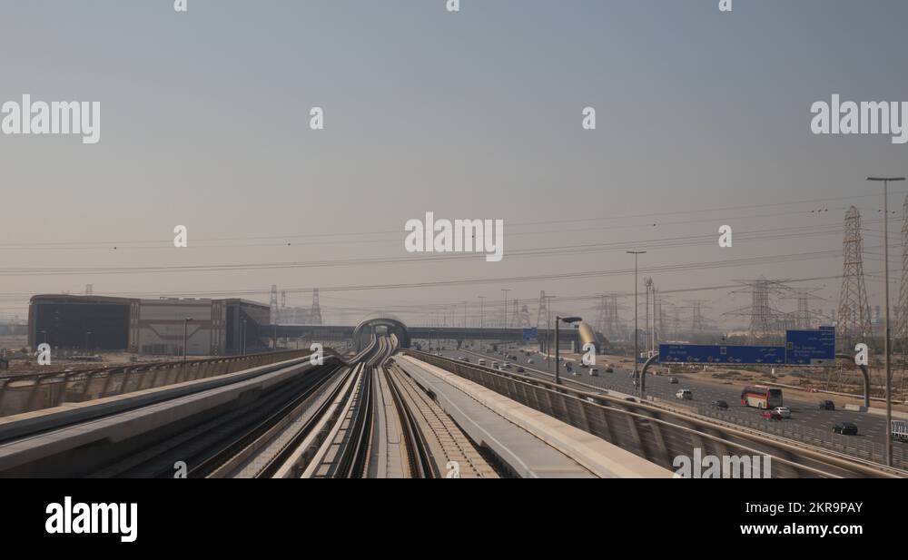 Ultra HD 4K UHD Dubai Train POV DEWA Jebel Ali Power Plant Tower Metro ...