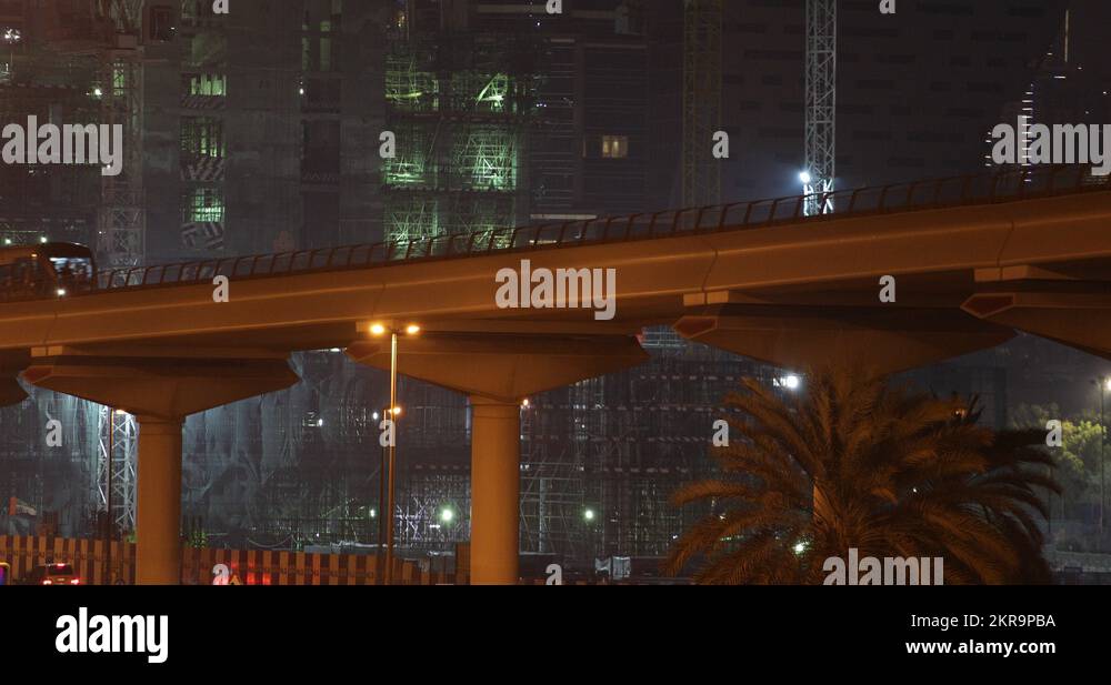 Ultra HD 4K UHD Subway Metro Train Railway Dubai Departing Passing ...