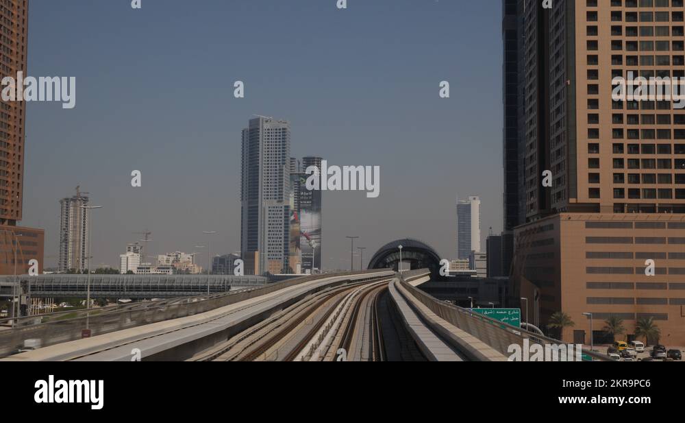 Ultra HD 4K Sidra Tower Al Yassat POV Metro Train Dubai Skyline Driving ...