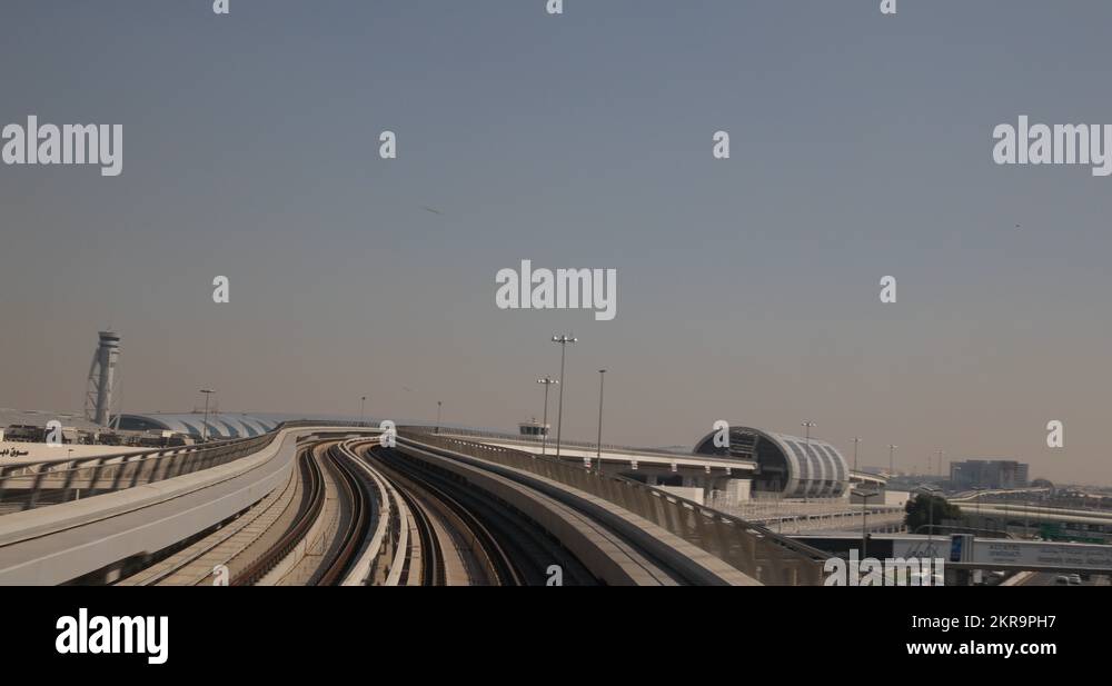 Ultra HD 4K Dubai International Airport Terminal DXB Metro Train POV ...