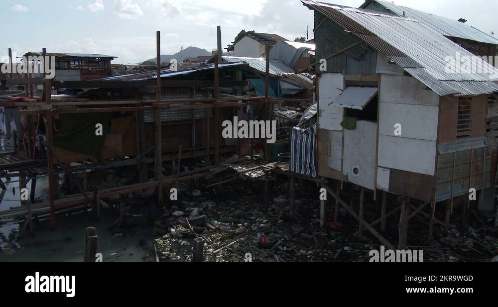 Slum Shanty Community Vulnerable Coastal Area Stock Video Footage - Alamy