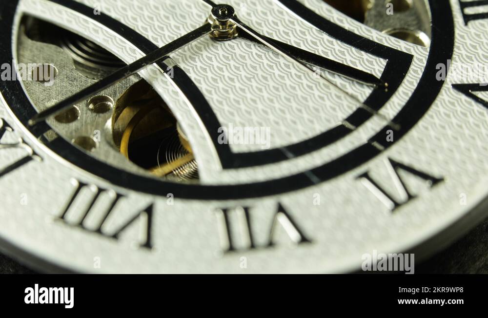 White Stopwatch Clock Face Close Up Dial Hands Rotating Seconds Macro ...