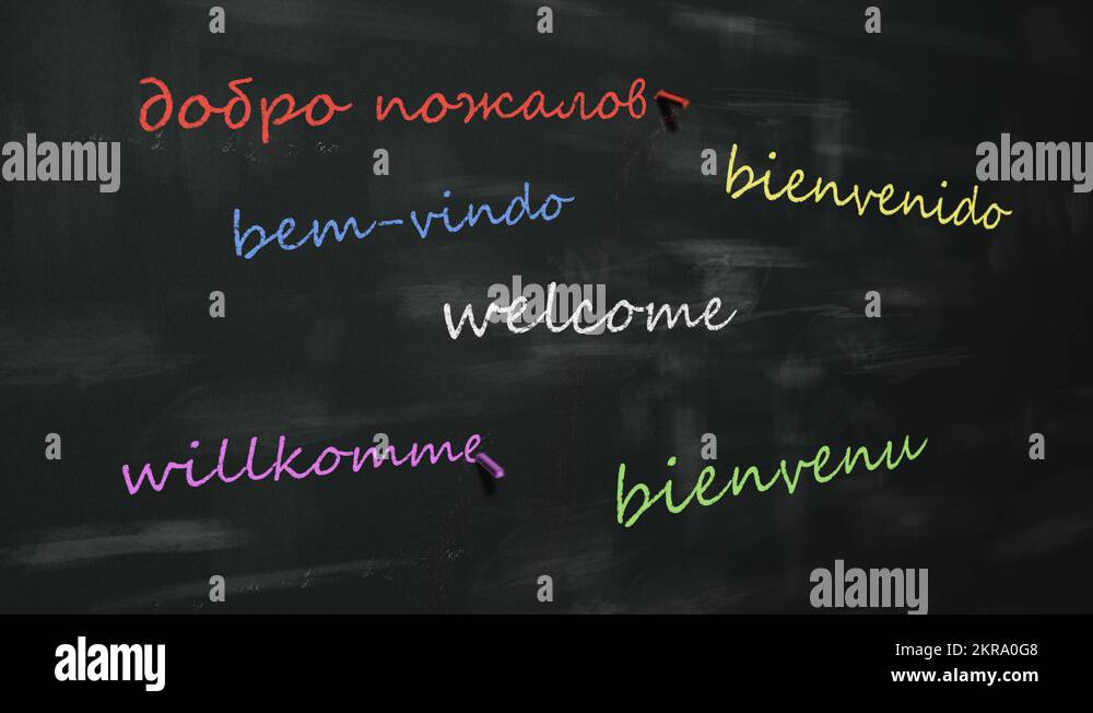 Language learning concept - word 'Welcome' in different languages ...