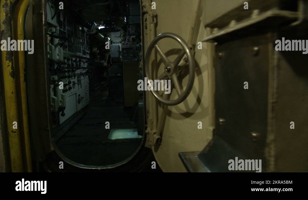 Inside view of an old submarine Stock Video Footage - Alamy