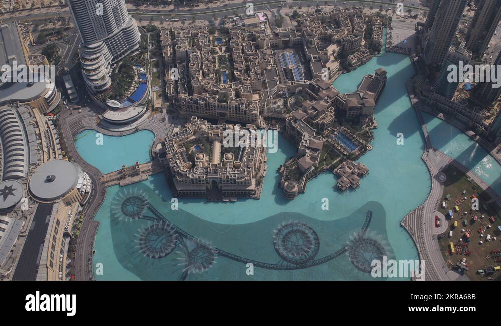 Aerial View Largest Dancing Water Fountain Artificial Man Made Lake ...