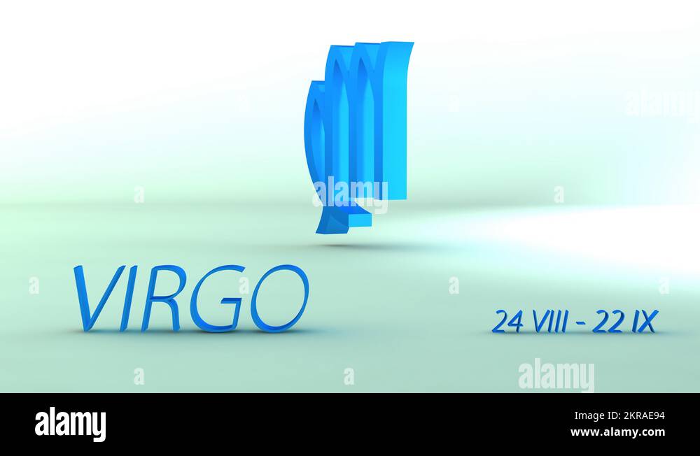 3d rotating virgo zodiacal symbol with name and date, loopable Stock ...