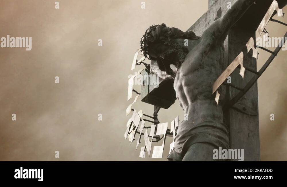 Crucifixion. Christian cross with Jesus Christ statue Stock Video Footage - Alamy