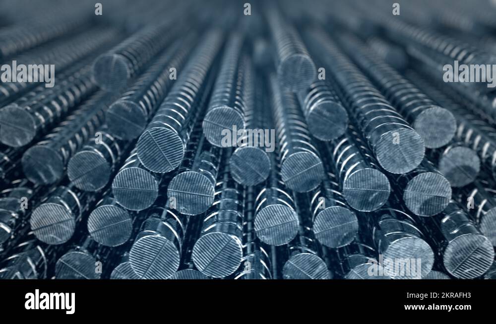 Background CG animation of steel reinforcing rods. Building working ...
