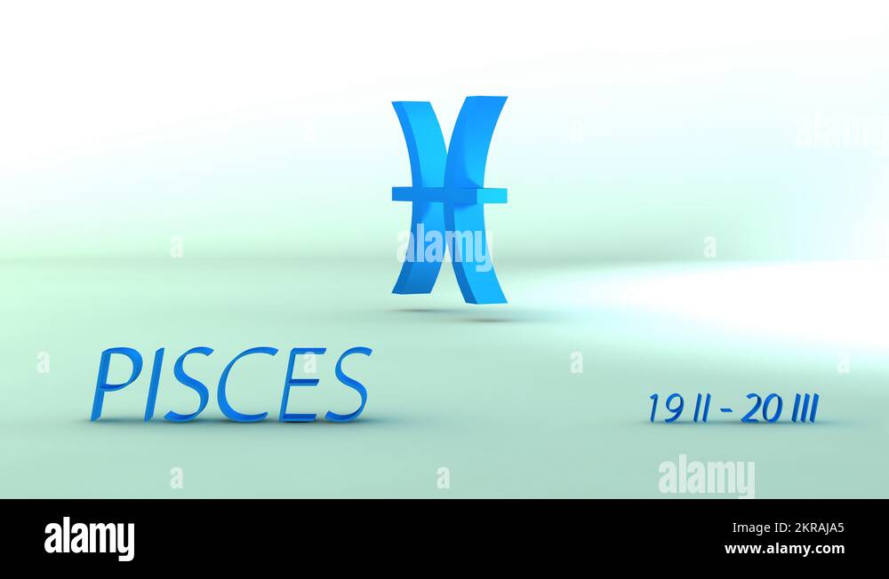 3d rotating pisces zodiacal symbol with name and date, loopable Stock ...