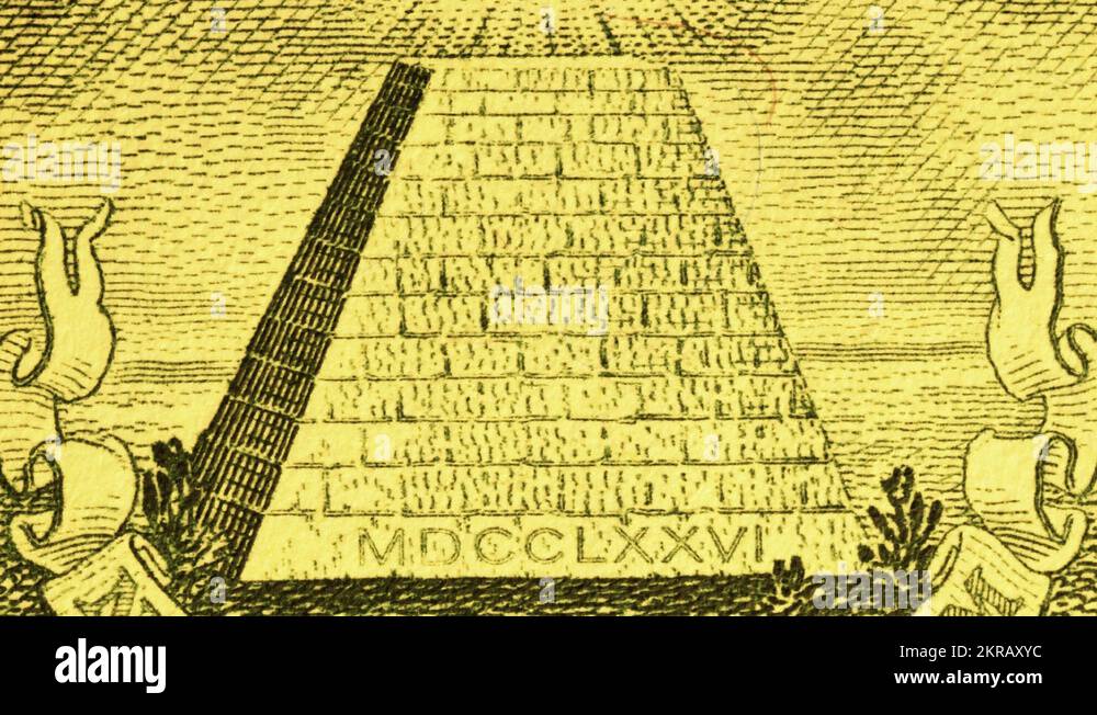 Creepy US $1 pyramid eye (animated blinking) macro video Pan Up Stock ...