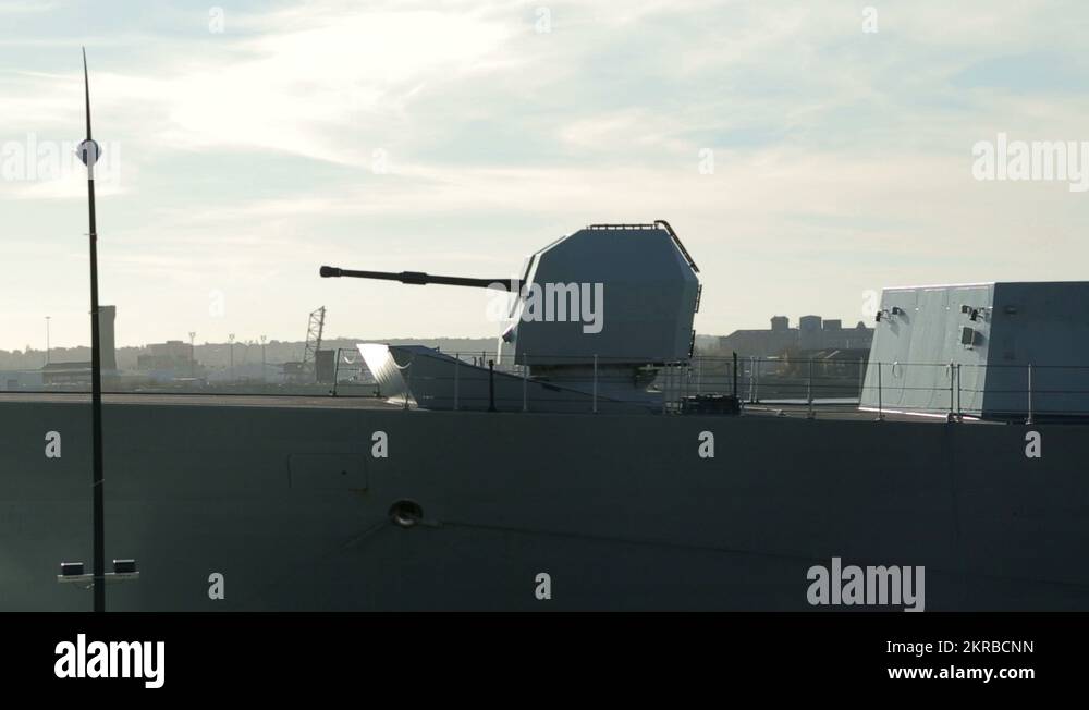 gun of royal navy war ship, hms dragon, type 45 destroyer, liverpool ...