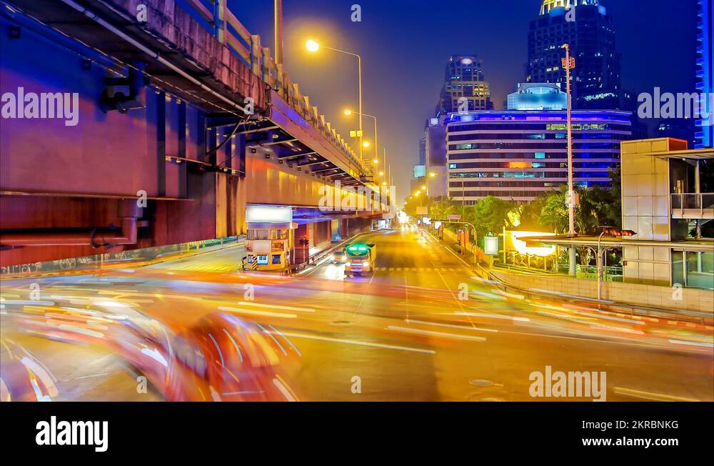 Traffic dusk city center town center at night city expressway Stock ...