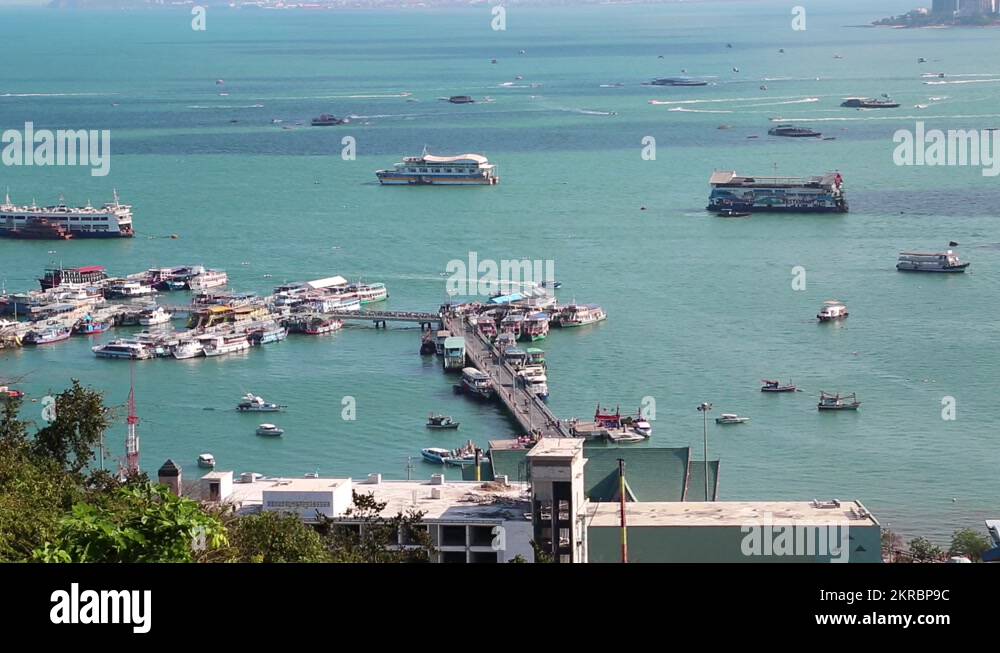 Pattaya city port and Gulf of Siam, Thailand Stock Video Footage - Alamy