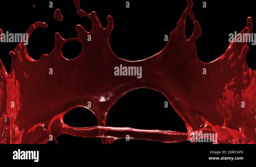 flight through red water splash in extreme slow motion, alpha included ...