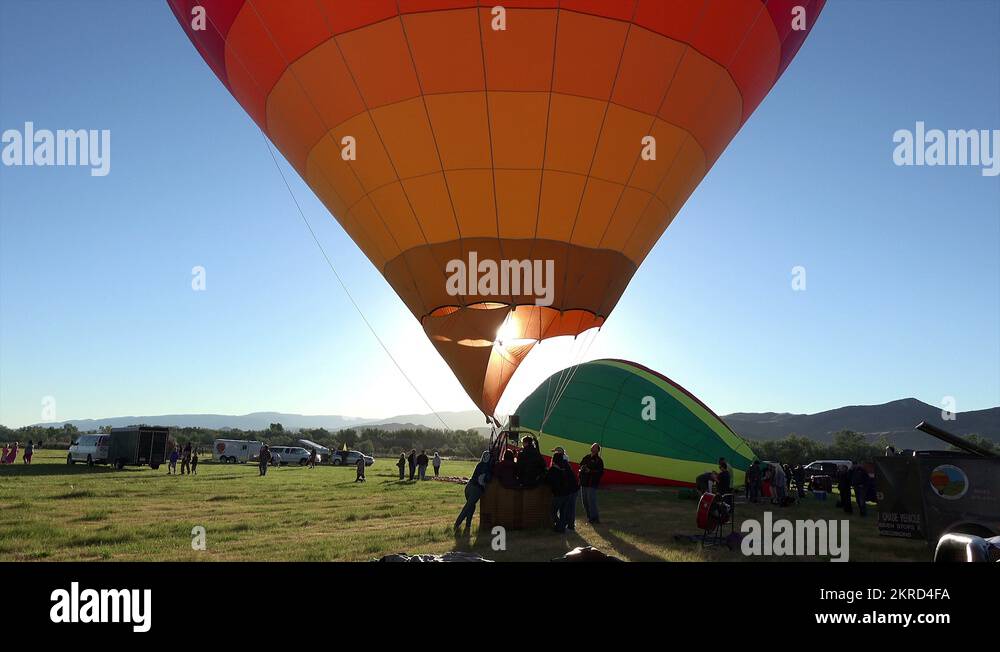 Hot air balloon takeoff sun flare sunrise HD 027 Stock Video Footage ...