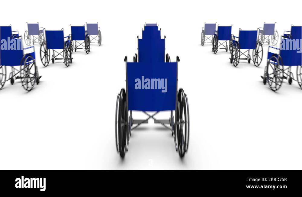 Dolly back revealing many Wheelchairs (back view Stock Video Footage ...