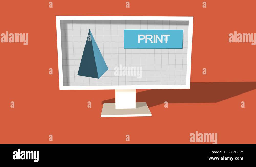 Simple Animation of Printing a Pyramid with a 3D Printer. Red ...
