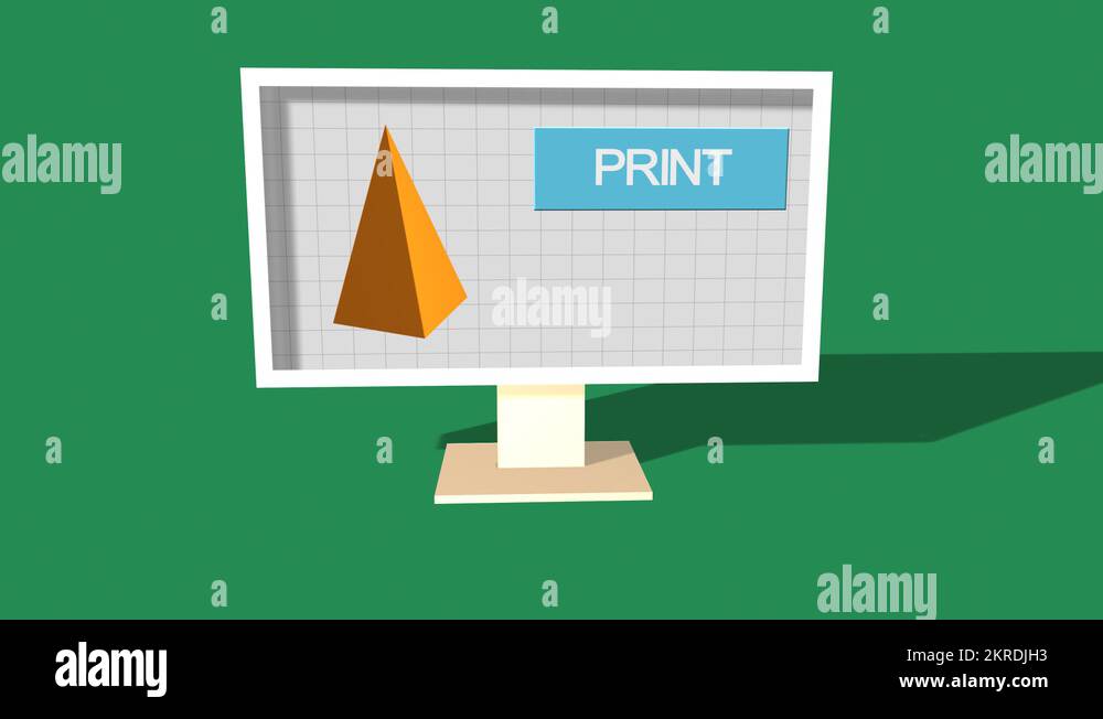 Simple Animation of Printing a Pyramid with a 3D Printer. Green ...
