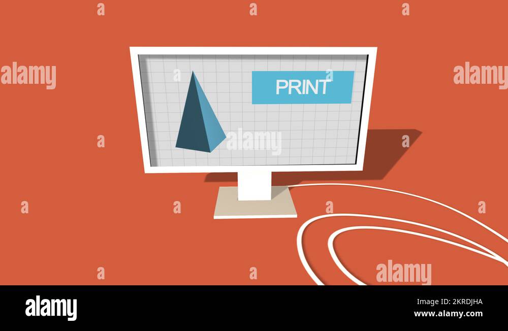 Simple Animation of Printing a Pyramid with a 3D Printer. Red ...