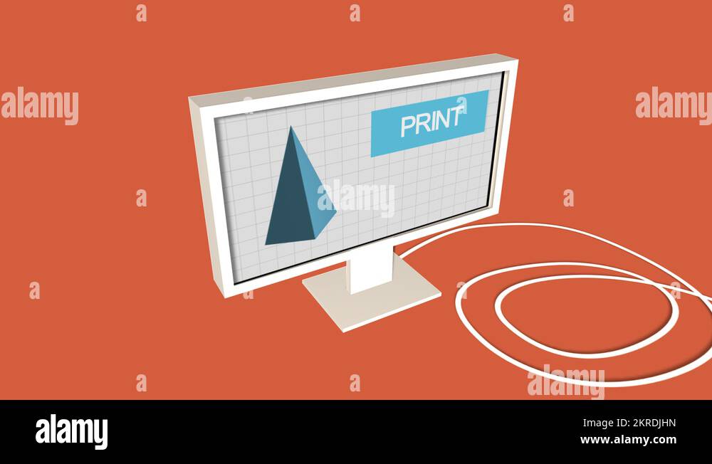 Simple Animation of Printing a Pyramid with a 3D Printer. Red ...