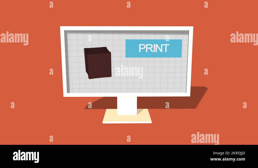 Simple Animation of Printing a plant box with a 3D Printer. Red ...