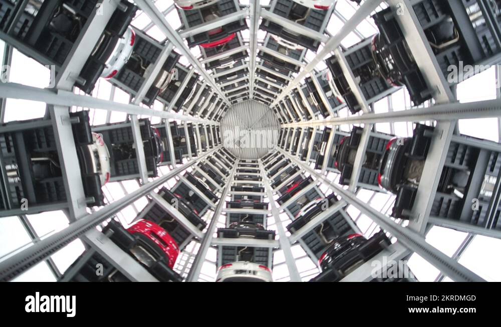 Roundabout view of ten tier automated system for car parking Stock ...