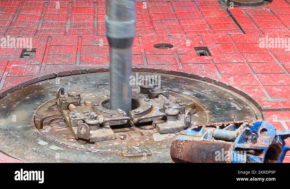 Slip on the rotary table while drilling oil well and pipe being rotated ...
